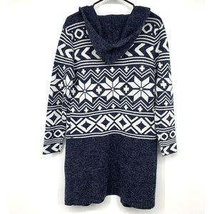 Monteau | Sweaters | Monteau Cardigan Blue White Hooded Open Front ...